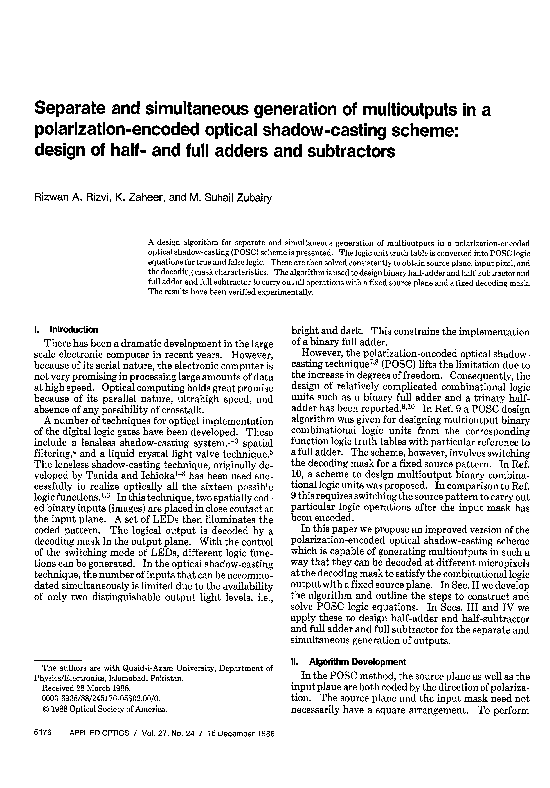 (PDF) Separate and simultaneous generation of multioutputs in a polarization-encoded optical ...