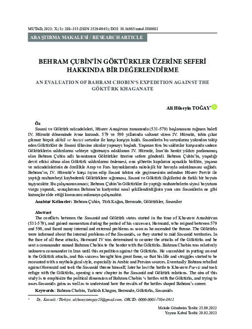 (PDF) BEHRAM ÇUBİN'İN GÖKTÜRKLER ÜZERİNE SEFERİ HAKKINDA BİR ...