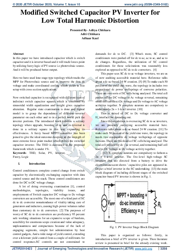 (PDF) Modified Switched Capacitor PV Inverter For Low THD