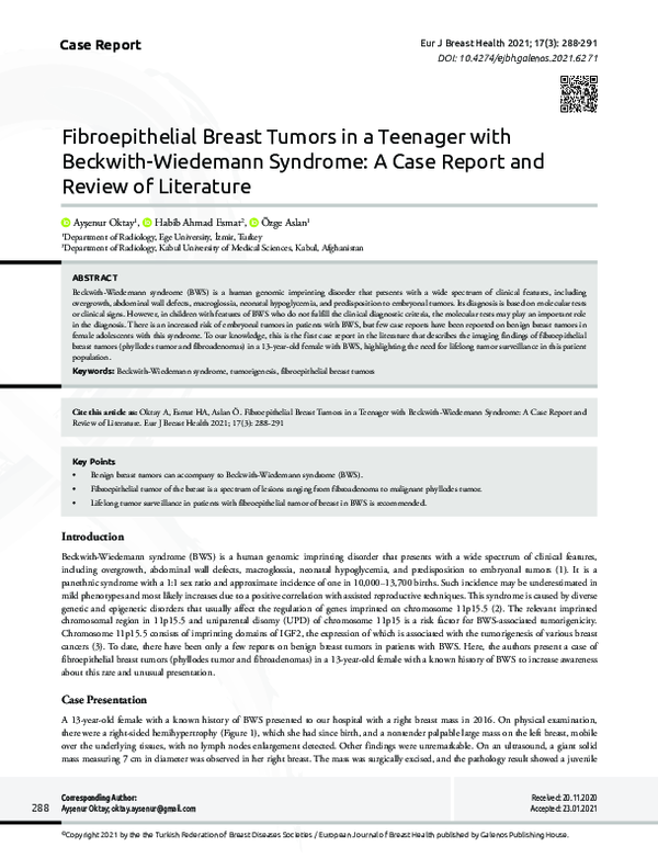 (PDF) Fibroepithelial Breast Tumors in a Teenager with Beckwith ...