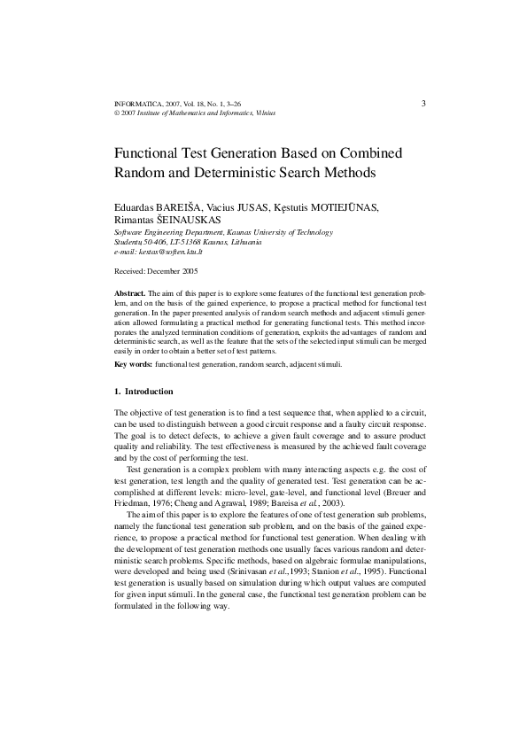 Pdf Functional Test Generation Based On Combined Random And