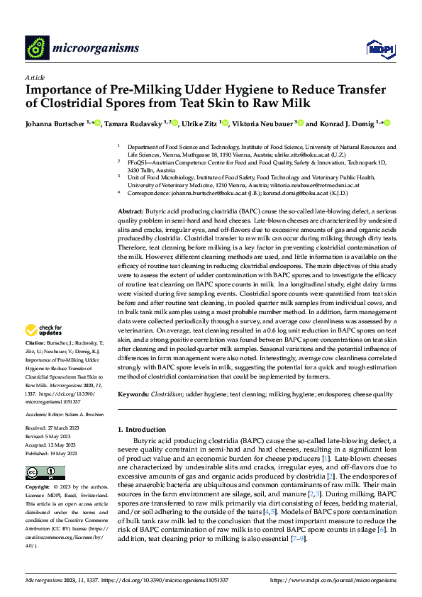 (PDF) Importance of Pre-Milking Udder Hygiene to Reduce Transfer of ...