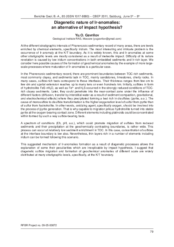 (PDF) Diagenetic nature of Ir-anomalies: an alternative of impact ...