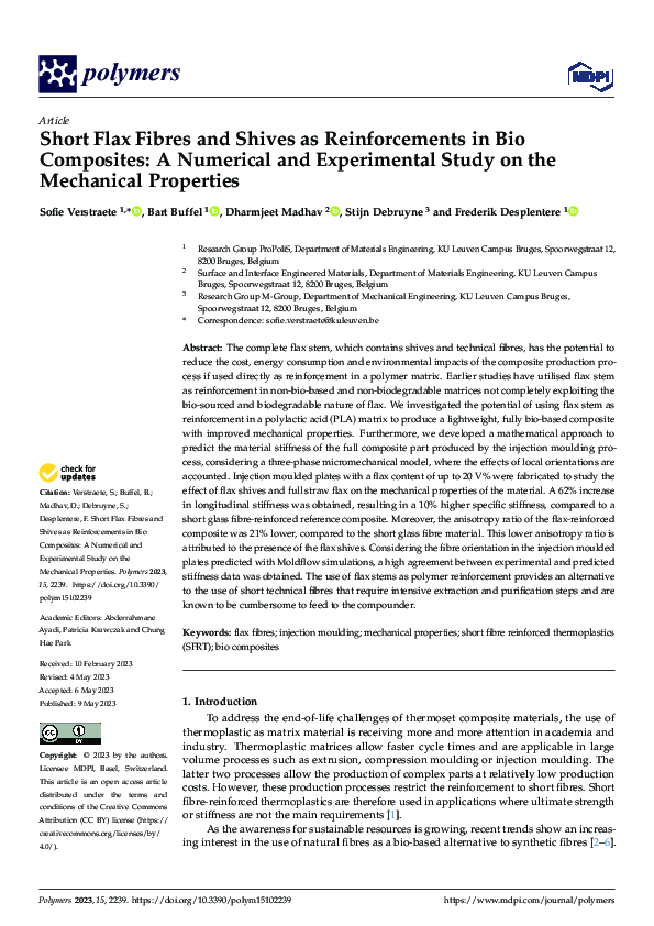 (PDF) Short Flax Fibres and Shives as Reinforcements in Bio Composites ...