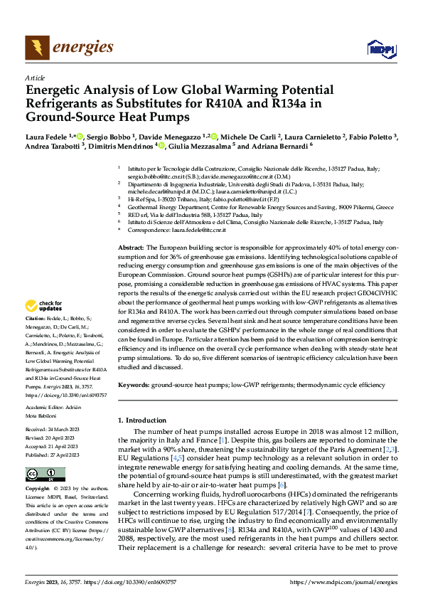(PDF) Energetic Analysis of Low Global Warming Potential Refrigerants ...