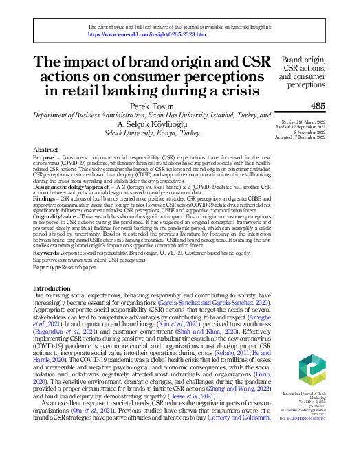 (PDF) The impact of brand origin and CSR actions on consumer ...
