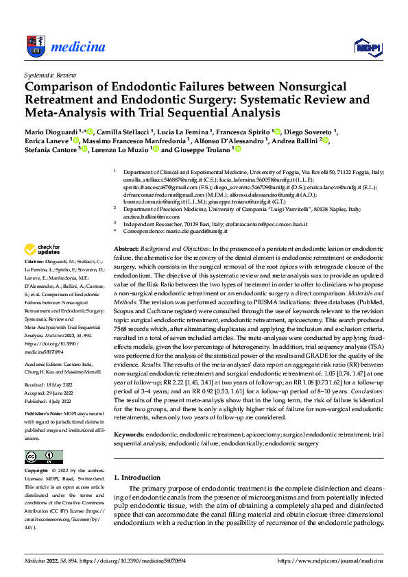 (PDF) Comparison of Endodontic Failures between Nonsurgical Retreatment ...
