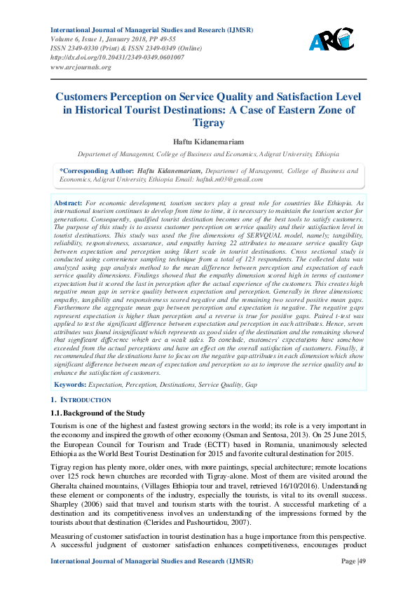 (PDF) Customers Perception on Service Quality and Satisfaction Level in ...