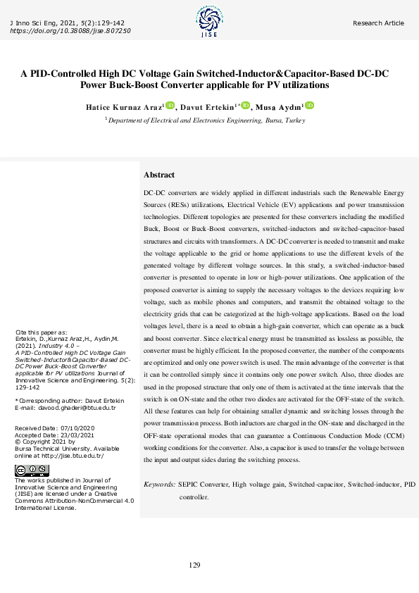 Pdf A Pid Controlled High Dc Voltage Gain Switched Inductor And Switched Capacitor Based Dc Dc