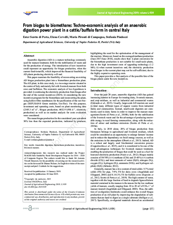 (PDF) From biogas to biomethane: Techno-economic analysis of an ...