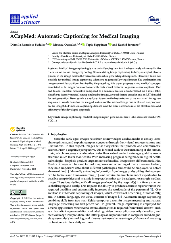 (PDF) ACapMed: Automatic Captioning for Medical Imaging