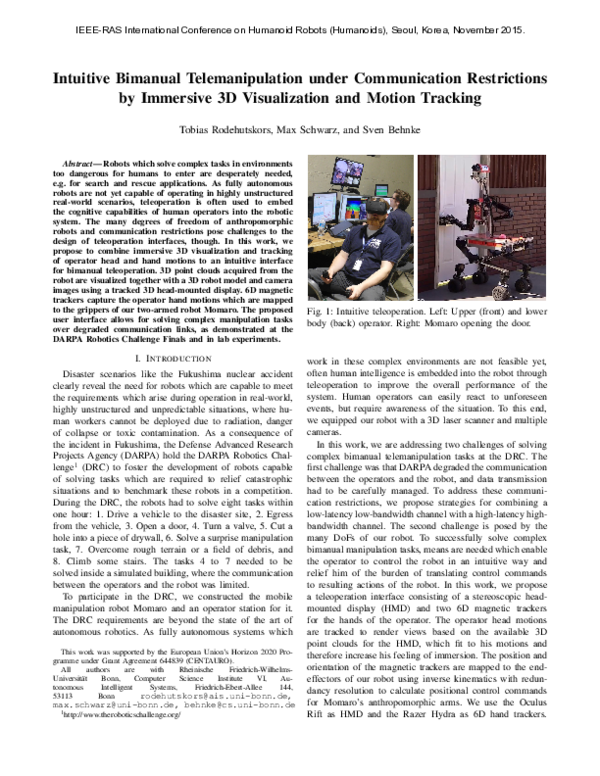 (PDF) Intuitive bimanual telemanipulation under communication restrictions by immersive 3D ...