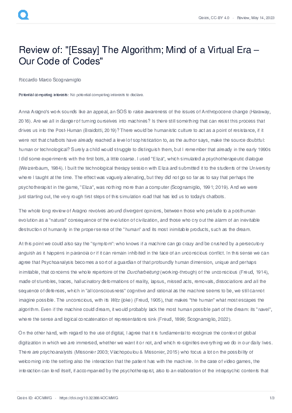 (PDF) Review of: "[Essay] The Algorithm; Mind of a Virtual Era – Our ...