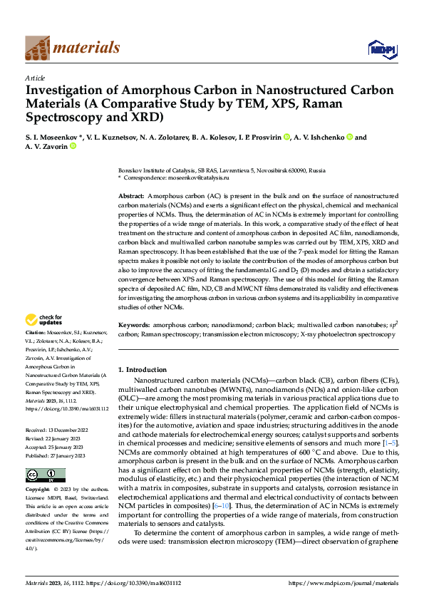 (PDF) Investigation of Amorphous Carbon in Nanostructured Carbon ...