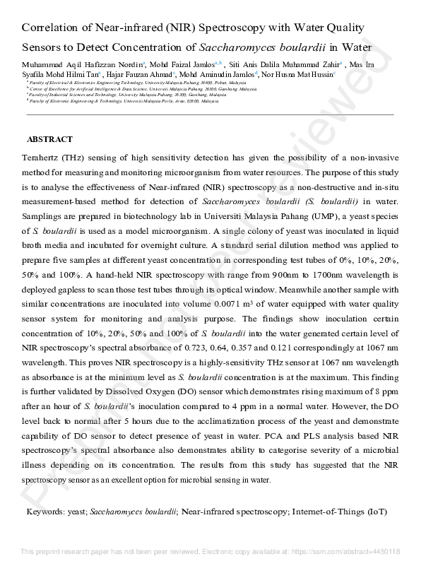 (PDF) Correlation of Near-Infrared (Nir) Spectroscopy with Water Quality Sensors to Detect ...