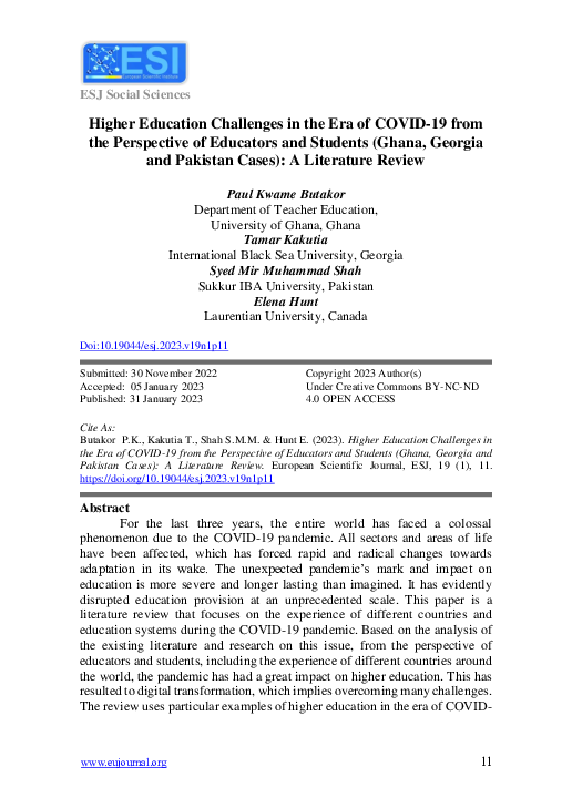 (PDF) Higher Education Challenges in the Era of COVID-19 from the ...