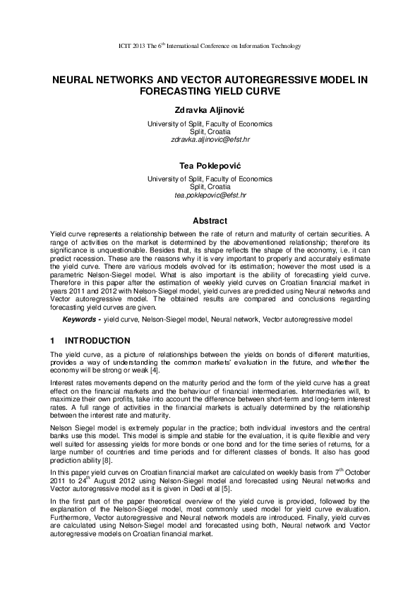 (PDF) Neural networks and vector autoregressive model in forecasting ...