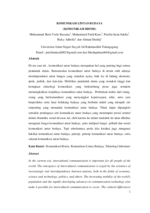 (PDF) KOMUNIKASI LINTAS BUDAYA