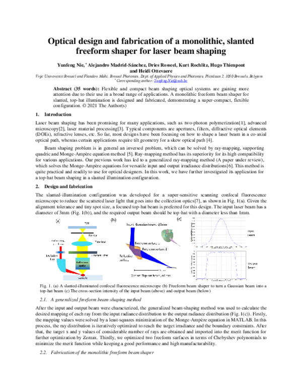 (PDF) Optical design and fabrication of a monolithic, slanted freeform ...