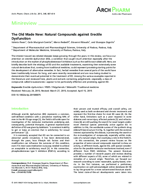 (PDF) The Old Made New: Natural Compounds against Erectile Dysfunction