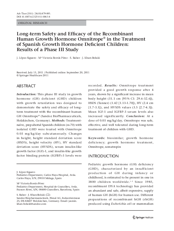 (PDF) Long-term safety and efficacy of the recombinant human growth ...