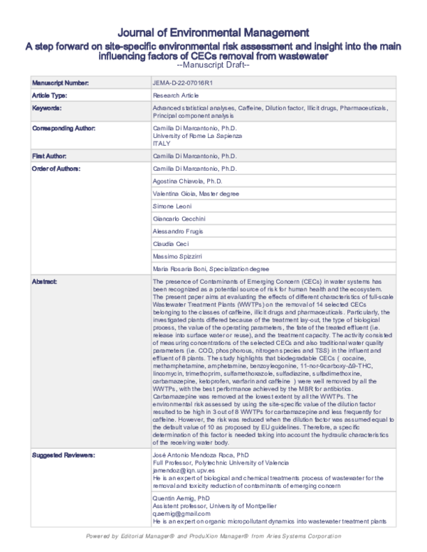 (PDF) A step forward on site-specific environmental risk assessment and ...