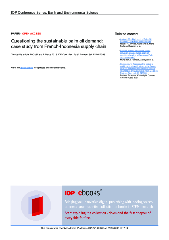 (PDF) Questioning the sustainable palm oil demand: case study from French-Indonesia supply chain