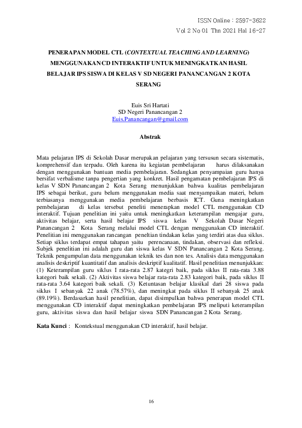 (PDF) Penerapan Model CTL (Contextual Teaching and Learning ...