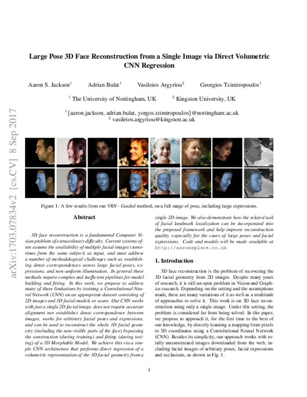 (PDF) Large Pose 3D Face Reconstruction from a Single Image via Direct ...