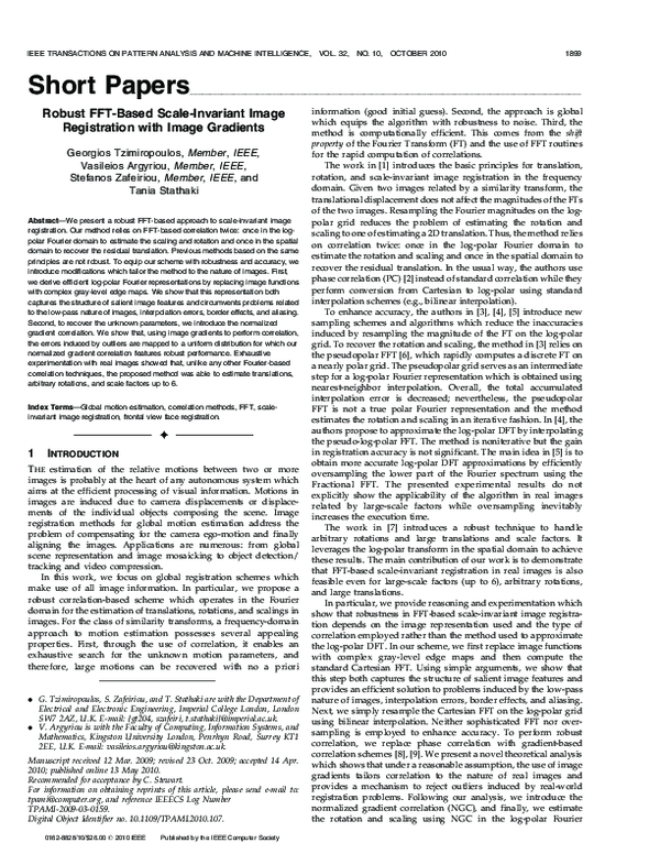 (PDF) Robust FFT-Based Scale-Invariant Image Registration with Image ...