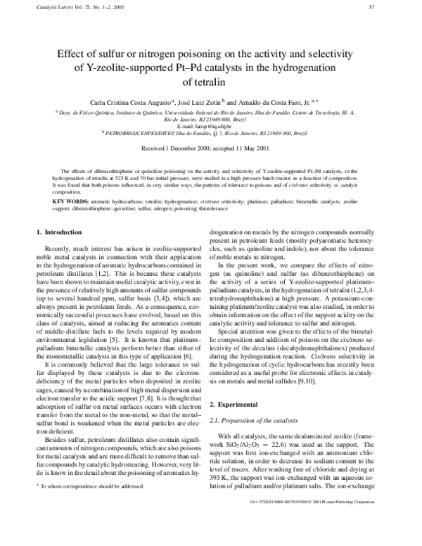 (PDF) Effect of Sulfur or Nitrogen Poisoning on the Activity and ...