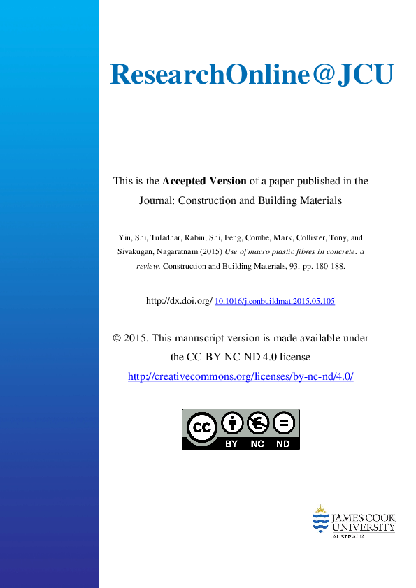 (PDF) Use of macro plastic fibres in concrete: A review