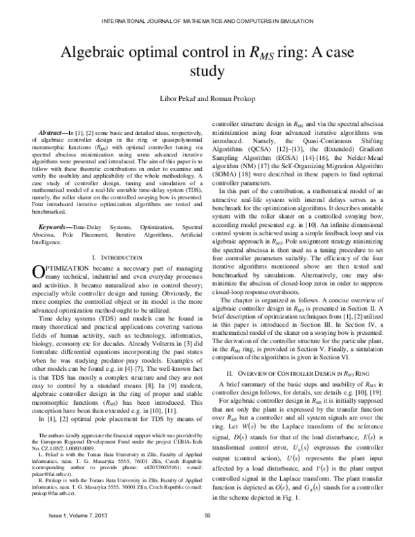 (PDF) Algebraic optimal control in R MS ring: A case study | Libor ...