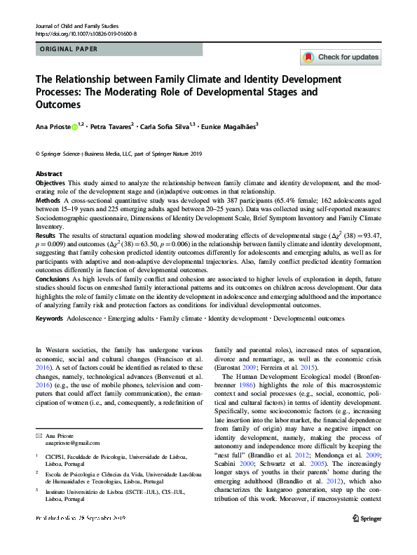 (PDF) The Relationship between Family Climate and Identity Development ...