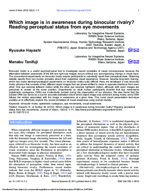 (PDF) Which image is in awareness during binocular rivalry? Reading ...