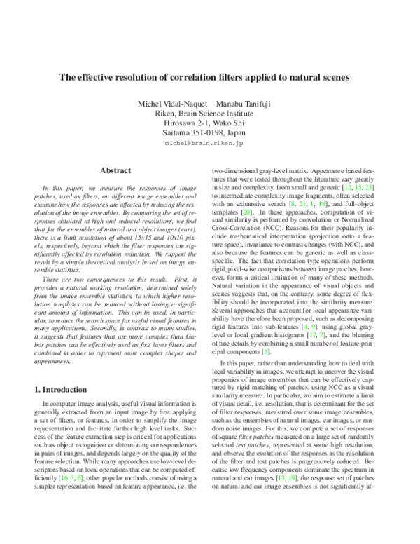 (PDF) The effective resolution of correlation filters applied to natural scenes