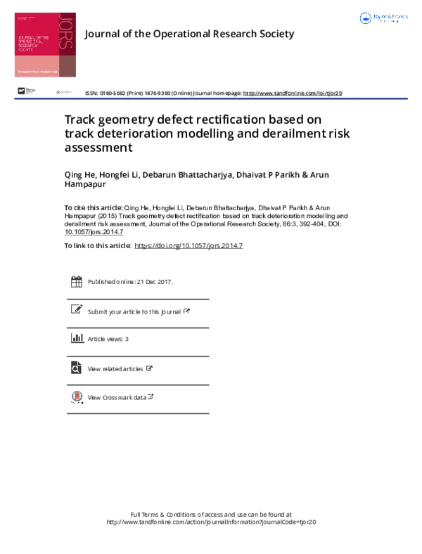 (PDF) Track geometry defect rectification based on track deterioration ...