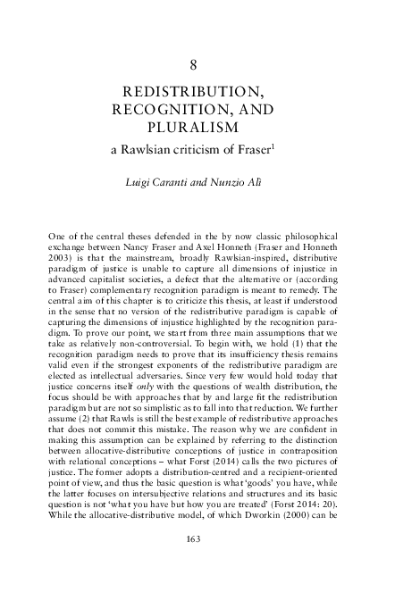 (PDF) Redistribution, recognition, and pluralism: a Rawlsian criticism ...