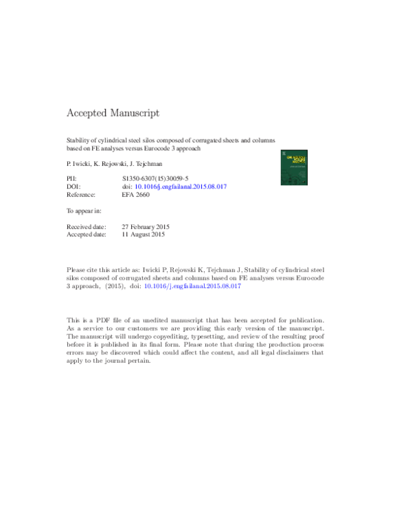 (PDF) Stability of cylindrical steel silos composed of corrugated ...
