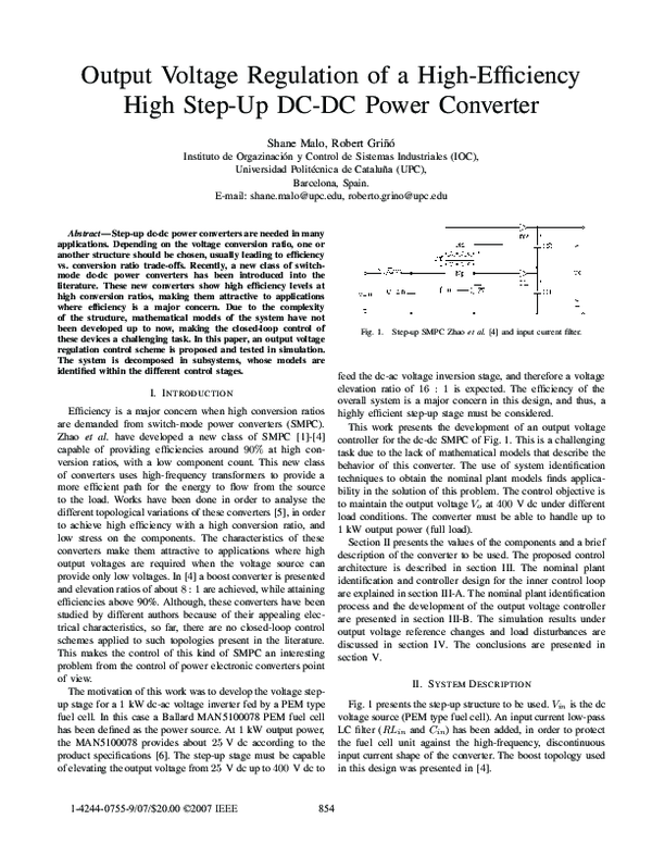 (PDF) Output Voltage Regulation of a High-Efficiency High Step-Up DC-DC ...