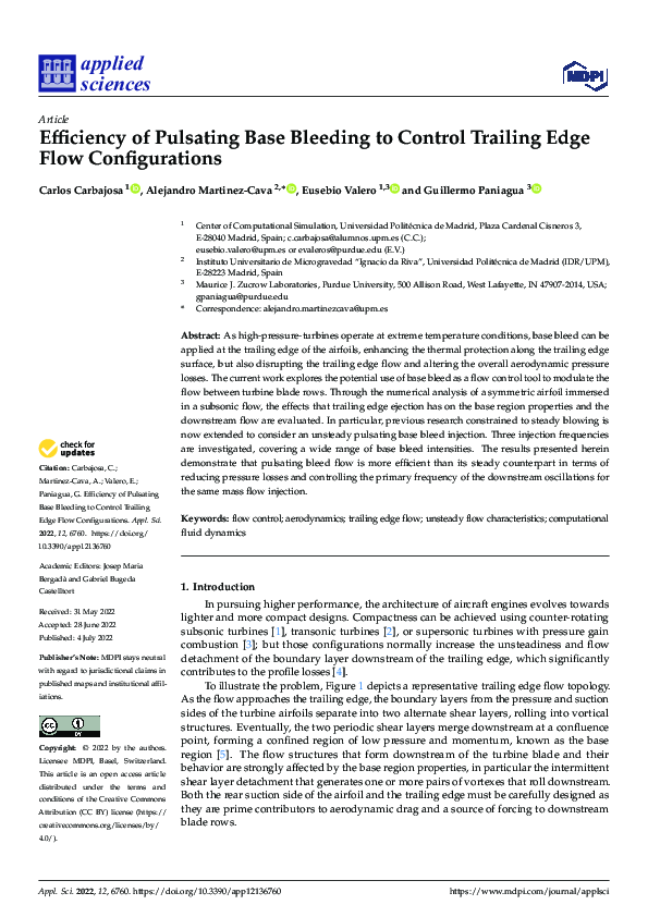 (PDF) Efficiency of Pulsating Base Bleeding to Control Trailing Edge Flow Configurations