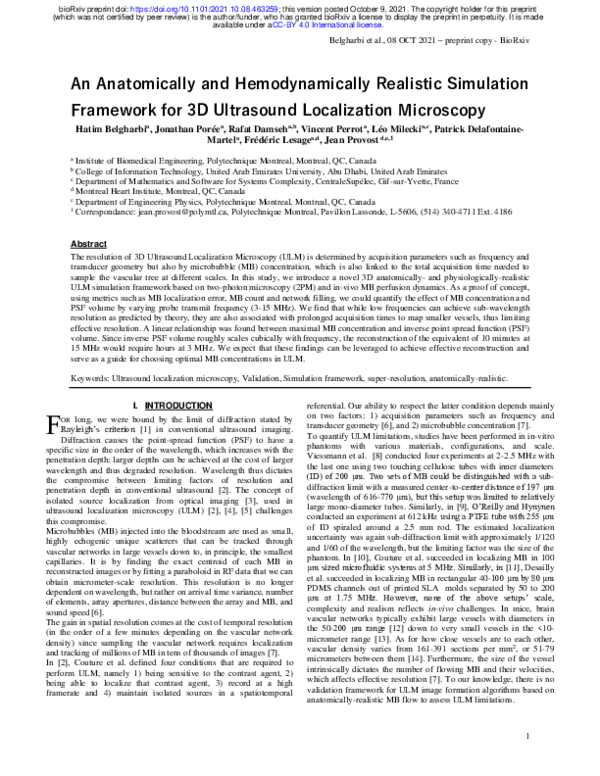 Pdf An Anatomically And Hemodynamically Realistic Simulation Framework For 3d Ultrasound