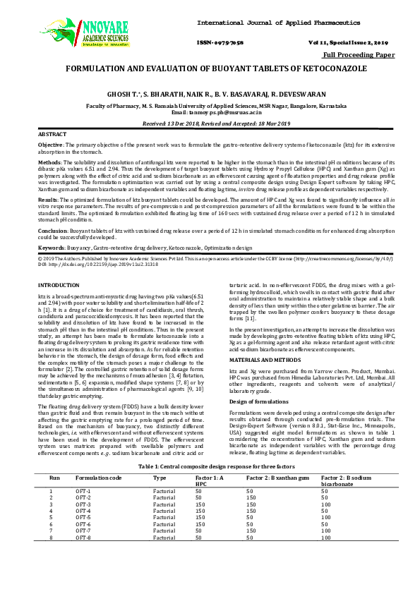 (PDF) Full Proceeding Paper FORMULATION AND EVALUATION OF BUOYANT ...