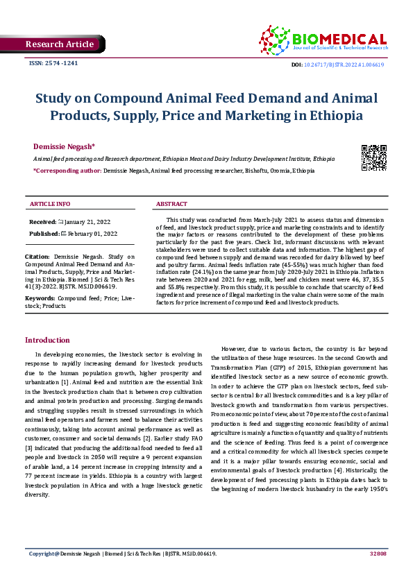 (PDF) Study on Compound Animal Feed Demand and Animal Products, Supply ...