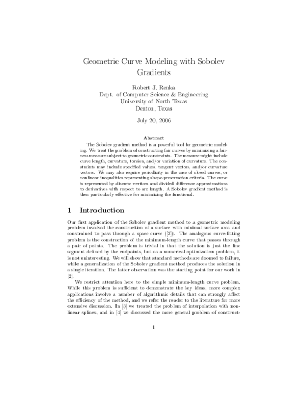 (PDF) Geometric Curve Modeling with Sobolev Gradients | R. Renka - Academia.edu