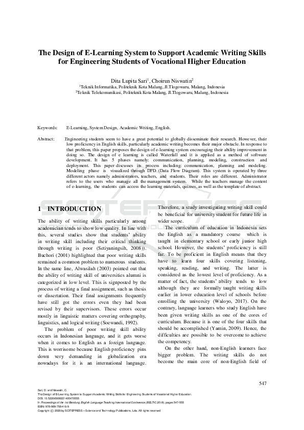 (PDF) E-Learning System for Engineering Writing Skills