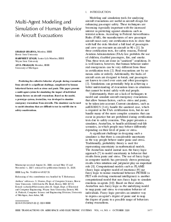 (PDF) Multi-agent modeling and simulation of human behavior in aircraft evacuations