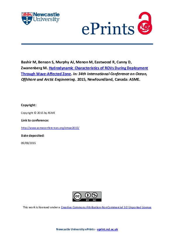 (PDF) Hydrodynamic Characteristics of ROVs During Deployment Through Wave-Affected Zones | Musa ...