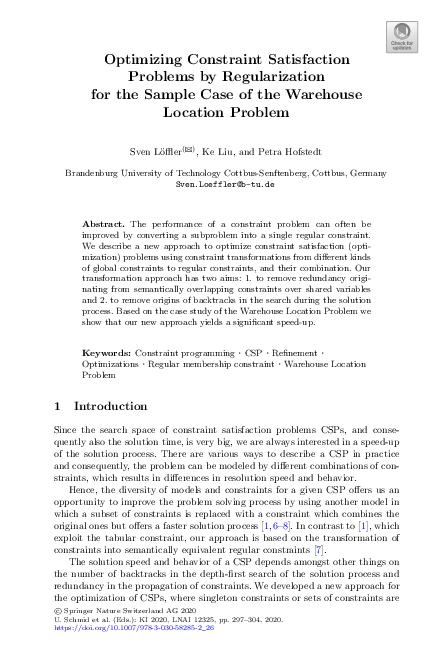 (PDF) Optimizing Constraint Satisfaction Problems by Regularization for the Sample Case of the ...