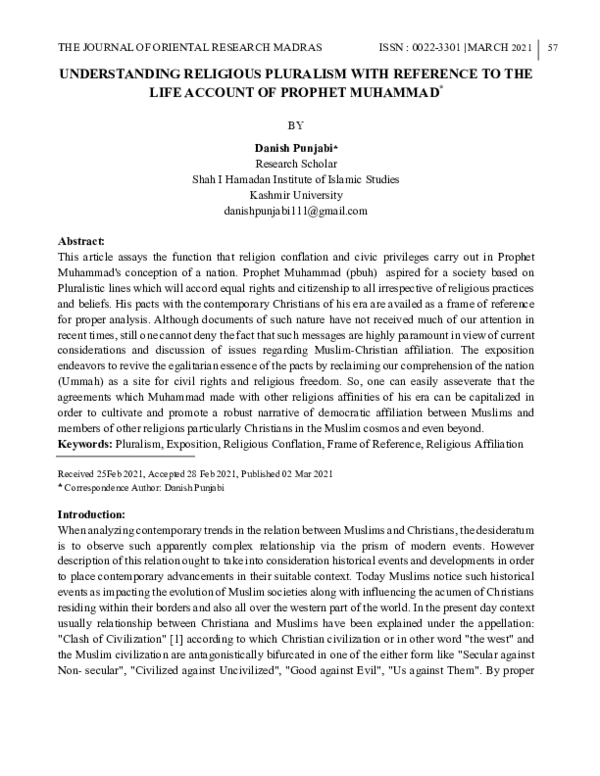 (PDF) UNDERSTANDING RELIGIOUS PLURALISM WITH REFERENCE TO THE LIFE ...